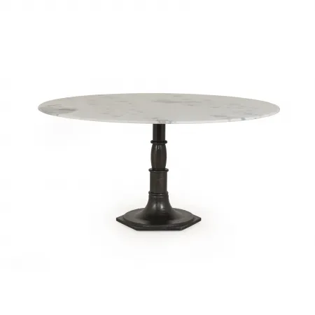 Four Hands Lucy Round Dining Table Marble Carbon Wash 60" | Gracious Style
