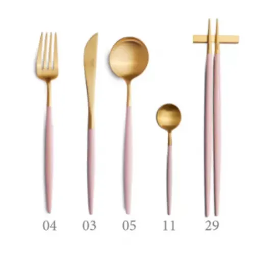Cutipol Goa Matte Gold/Pink Handle Flatware | Gracious Style