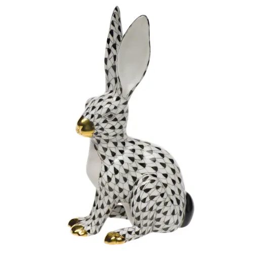 Herend Jack Rabbit Black 2.75 In L X 5 In H | Gracious Style
