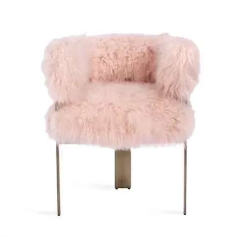 Interlude Home Darcy Chair, Blush Sheepskin | Gracious Style