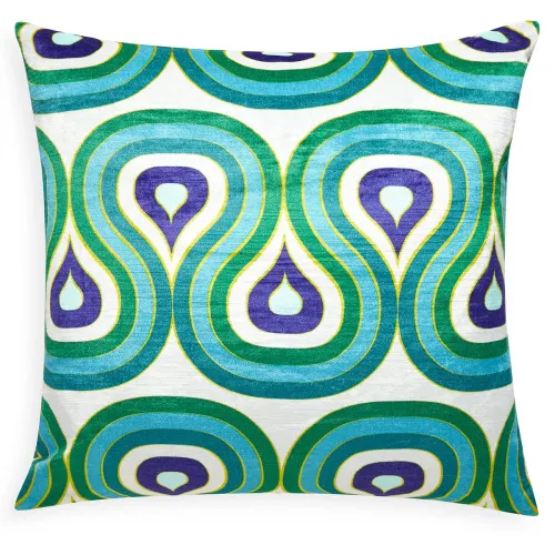 Jonathan Adler Acc Milano Emerald/Navy Concentric Loops Pillow ...