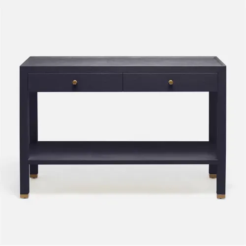 Made Goods Jarin Console Dark Navy Faux Belgian Linen 48"L x 12"W x 31 ...