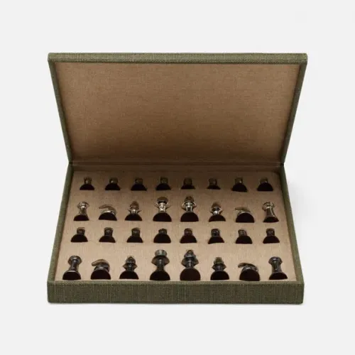 Pigeon & Poodle Preston Dark Green Chess Board 16"L x 16"W x 2"H Cotton ...