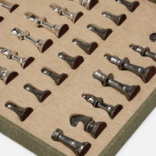 Pigeon & Poodle Preston Dark Green Chess Board 16"L x 16"W x 2"H Cotton ...