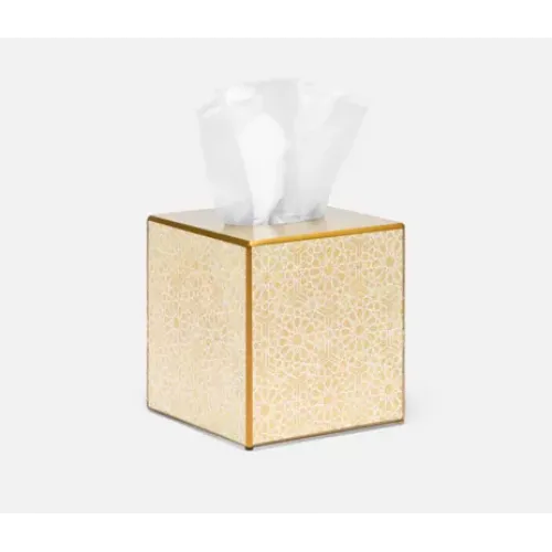Pigeon & Poodle Caro Gold Medallion Tissue Box 5.5"L x 5.5"W x 6"H ...