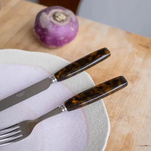 Sabre Djembe Faux Tortoise Flatware | Gracious Style