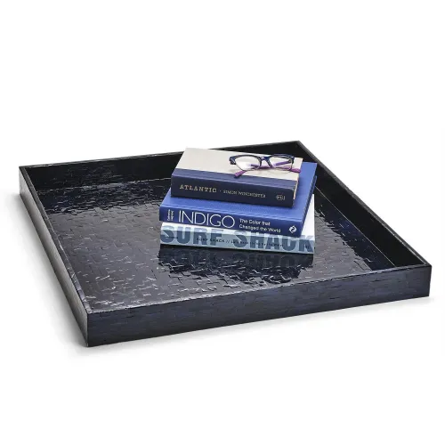 Tozai Midnight Blue Gallery Tray with Herringbone Pattern Mother of ...