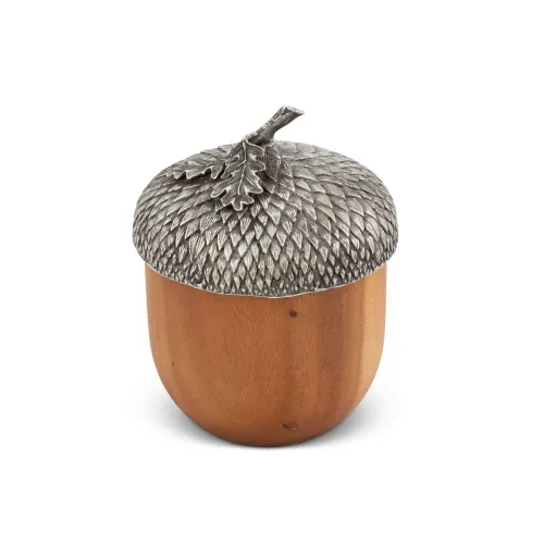 Vagabond House Majestic Forest Pewter Top Wood Acorn Box | Gracious Style