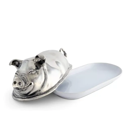 Vagabond House Garden Friends Happy Pig Butter Dish | Gracious Style