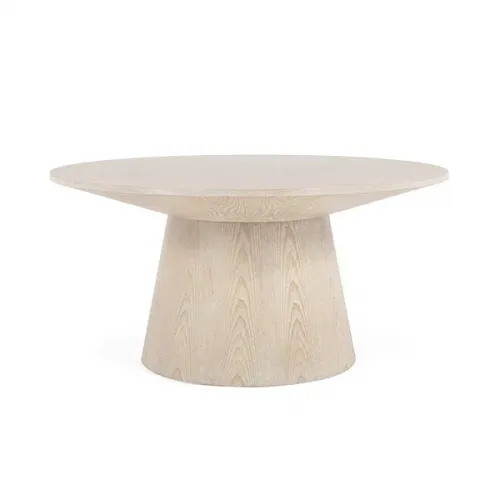 Worlds Away Round Coffee Table Base And Top In Cerused Oak | Gracious Style