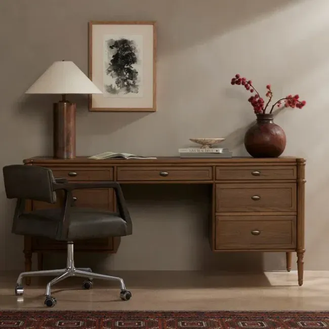 Four Hands Toulouse Executive Desk Toasted Oak | Gracious Style