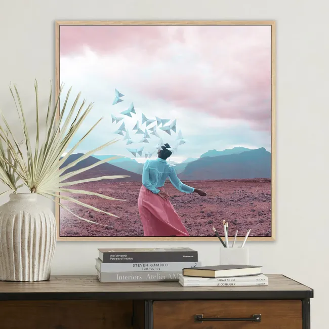 Four Hands Evolution Of The Soul by Fares Micue 40" x 40" White Oak ...