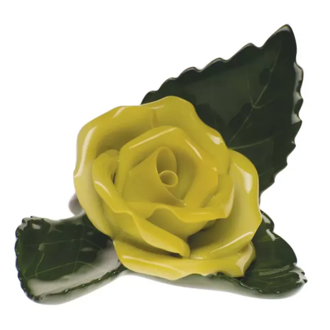 Herend Rose On Leaf Yellow 3 in L X 2 in W | Gracious Style