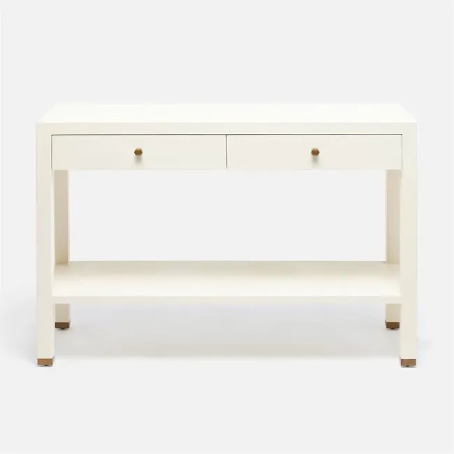 Made Goods Jarin Console White Faux Belgian Linen | Gracious Style