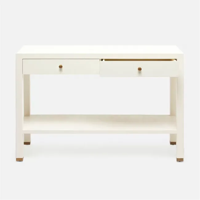 Made Goods Jarin Console White Faux Belgian Linen | Gracious Style
