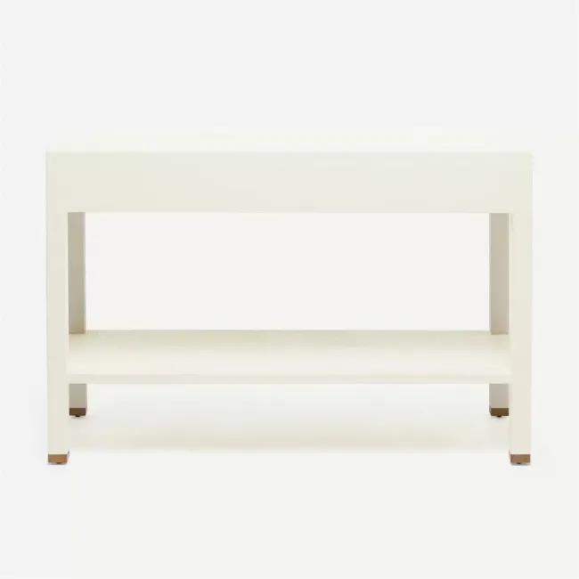 Made Goods Jarin Console White Faux Belgian Linen | Gracious Style