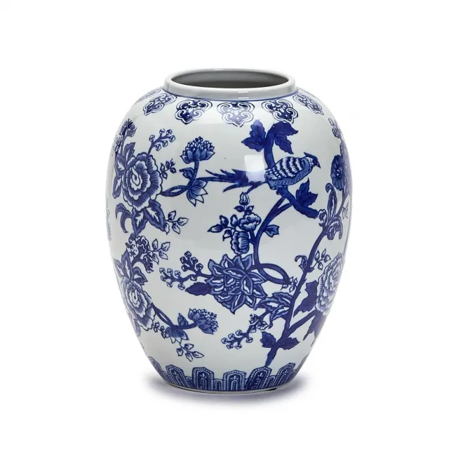 Tozai 10" Yu Hua Garden Blue and White Vase Ceramic | Gracious Style
