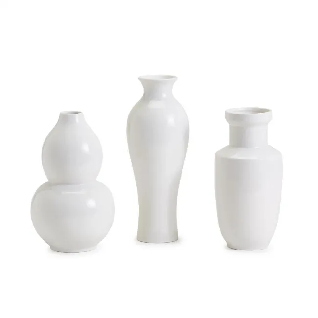 Tozai Imperial White Set of 3 Hand Turned Vases Porcelain | Gracious Style