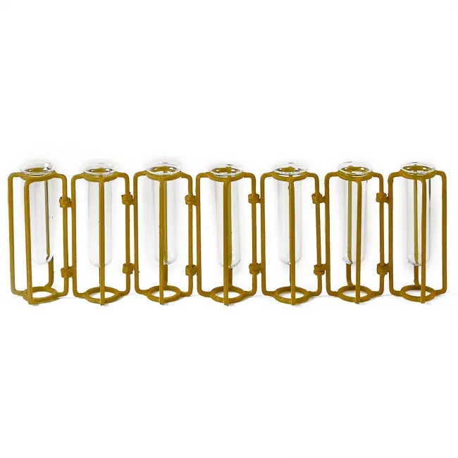 Tozai Lavoisier Set of 7 Hinged Flower Vases with Antiqued Gold Finish ...
