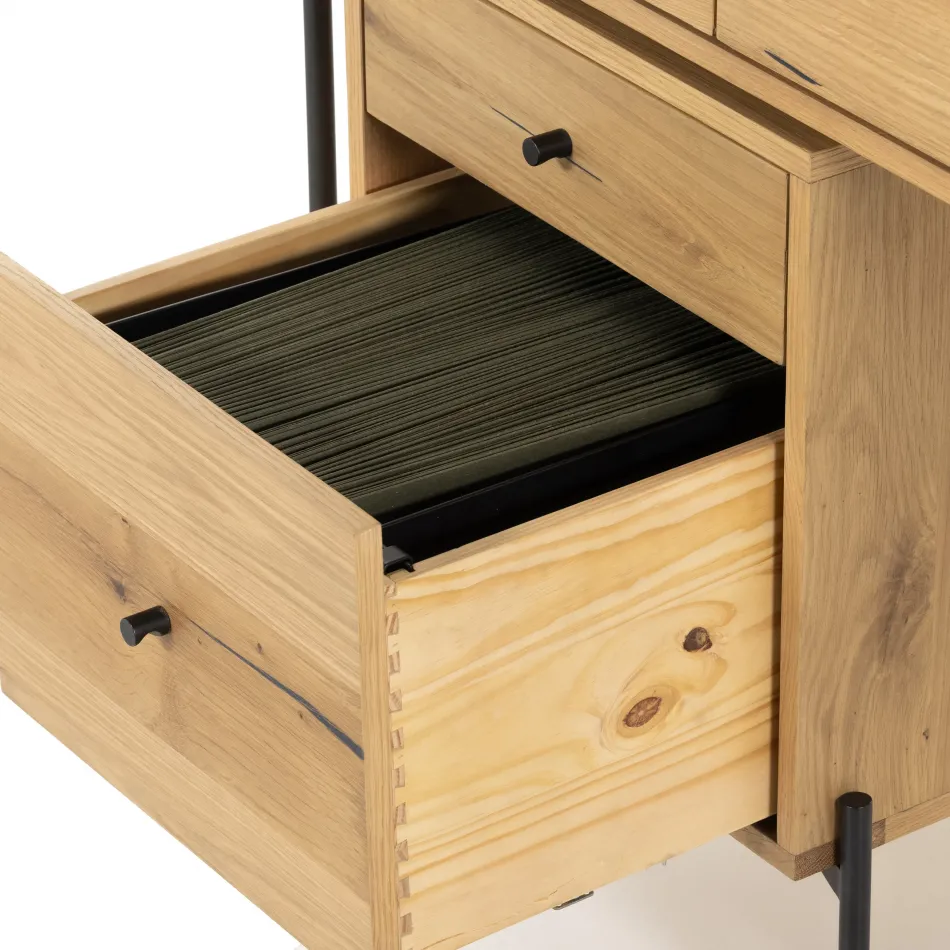 Four Hands Eaton Desk With Filing Cabinet Light Oak | Gracious Style