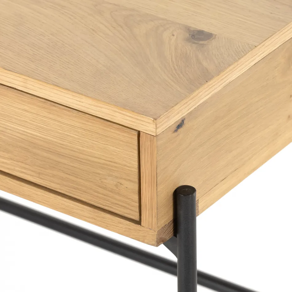 Four Hands Eaton Desk With Filing Cabinet Light Oak | Gracious Style