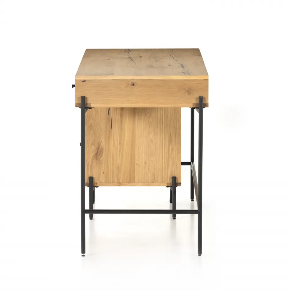 Four Hands Eaton Desk With Filing Cabinet Light Oak | Gracious Style