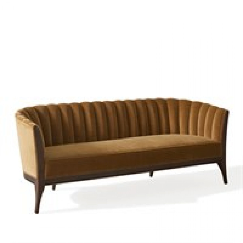 Global Views Channel Back Sofa Toast Velvet | Gracious Style