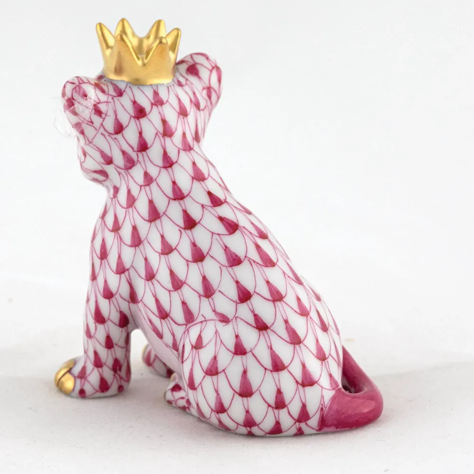 Herend Lion Cub With Crown Raspberry 2 in L X 1.25 in W X 2 in H ...