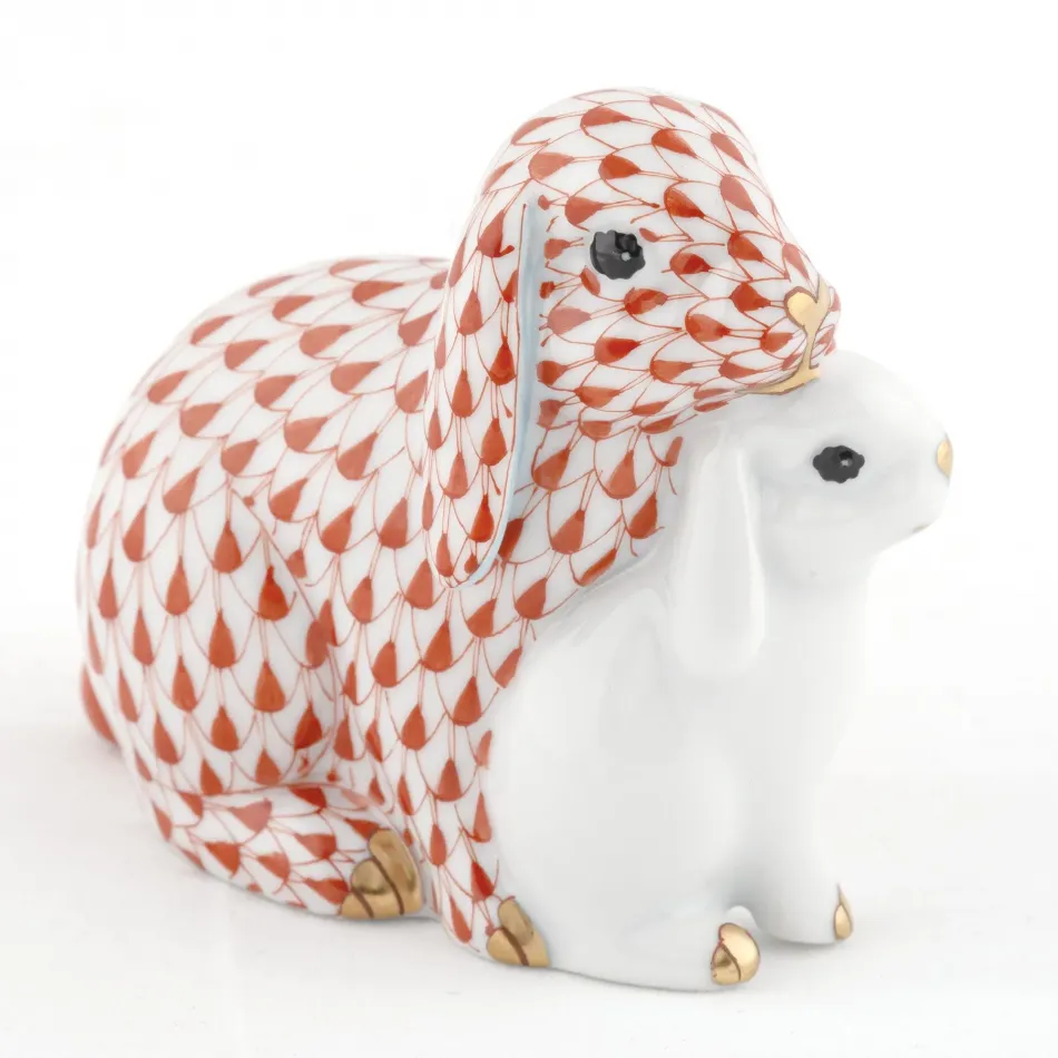 Herend Cuddling Bunnies Rust | Gracious Style
