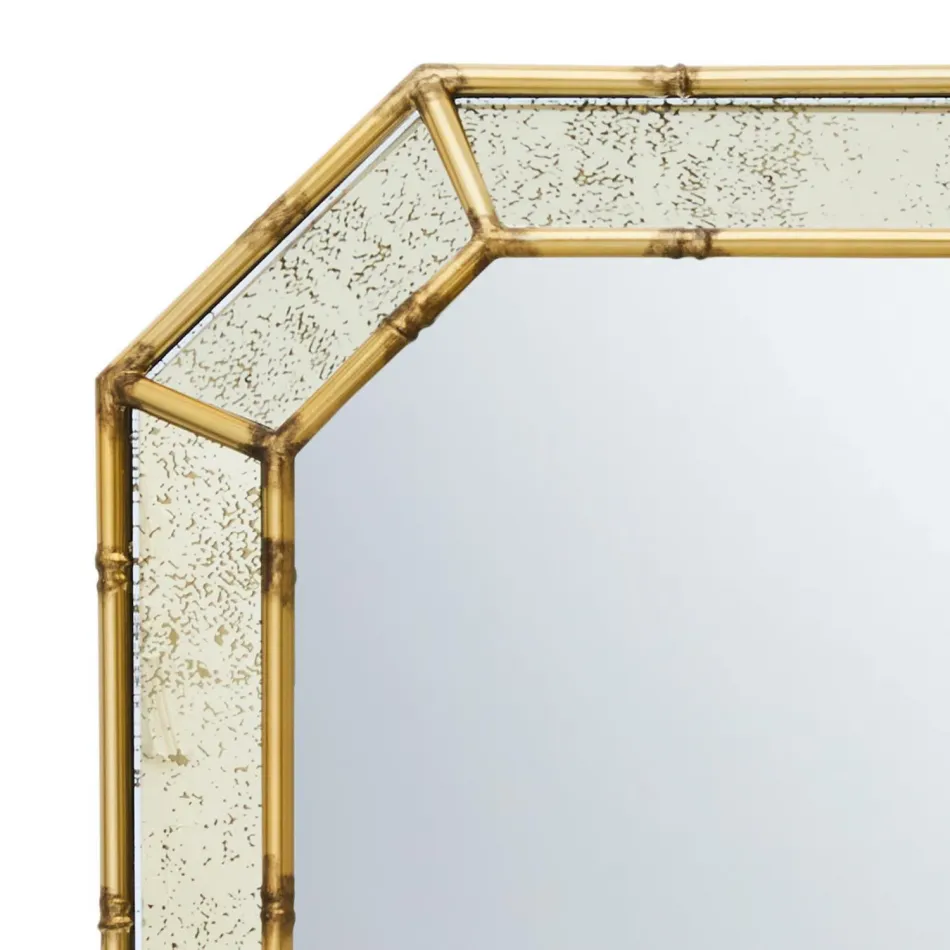 Two's Company Golden Bamboo Wall Mirror with Antiqued Mirror Frame ...