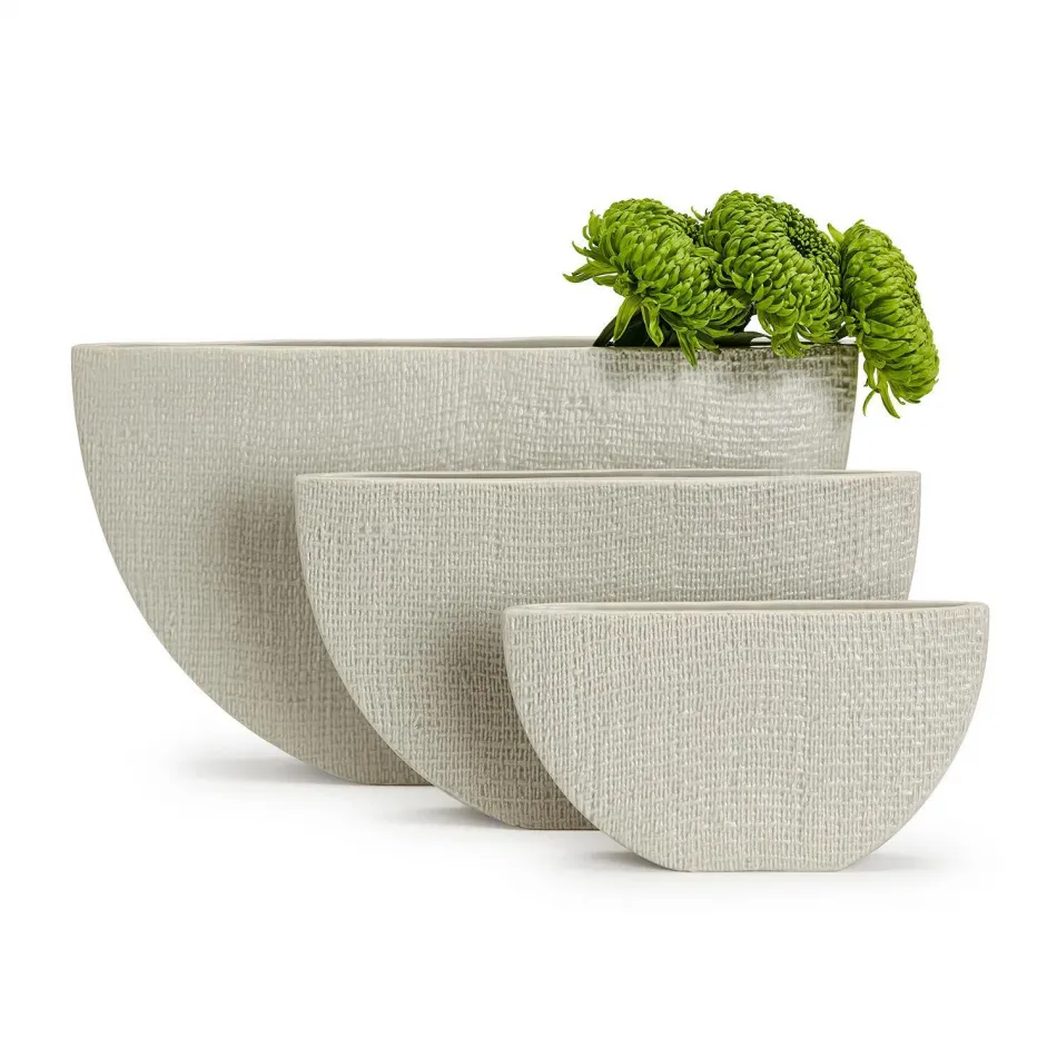 Tozai Haiku Collection Set of 3 Ellipse Vase in a Shitake Beige Color ...