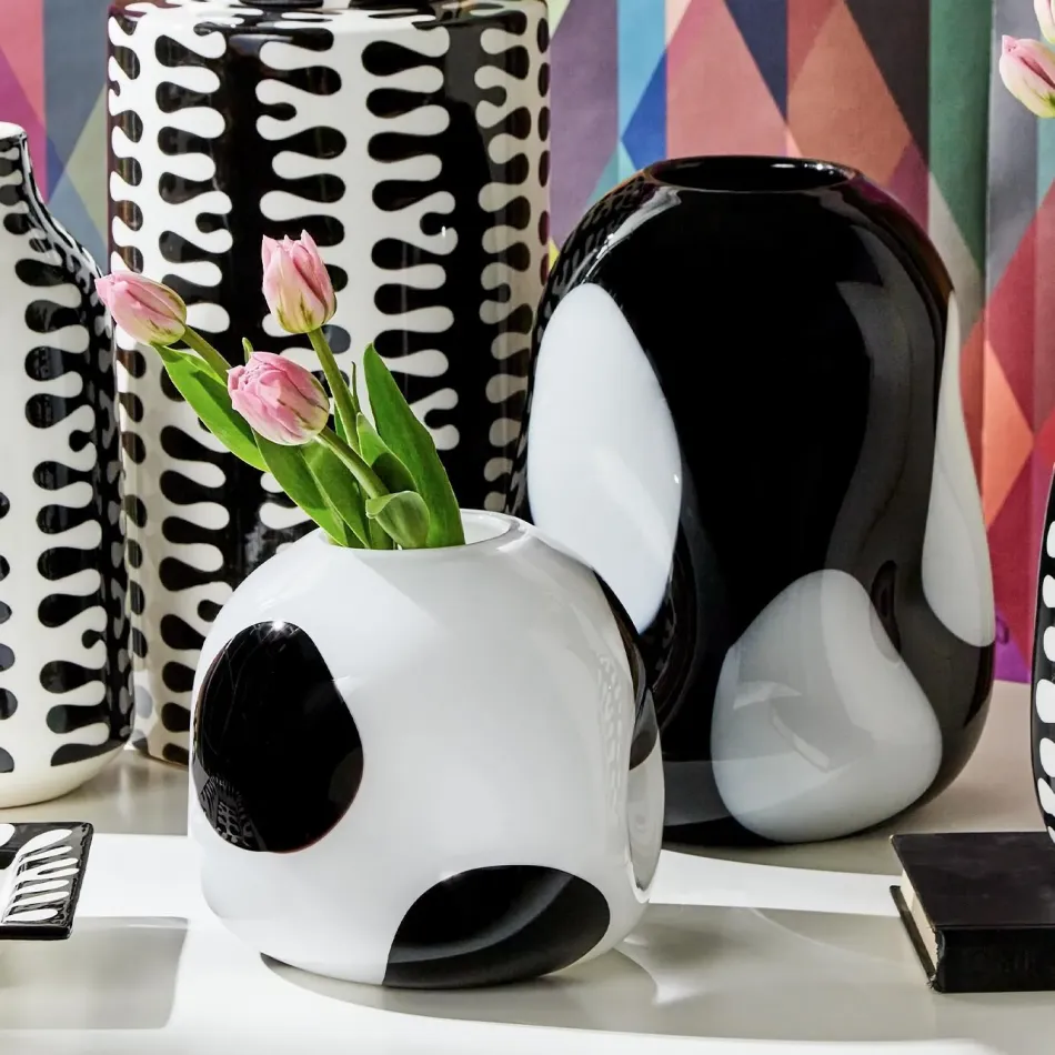 Two's Company Set of Two Murano Style Dot Art Glass Vase | Gracious Style