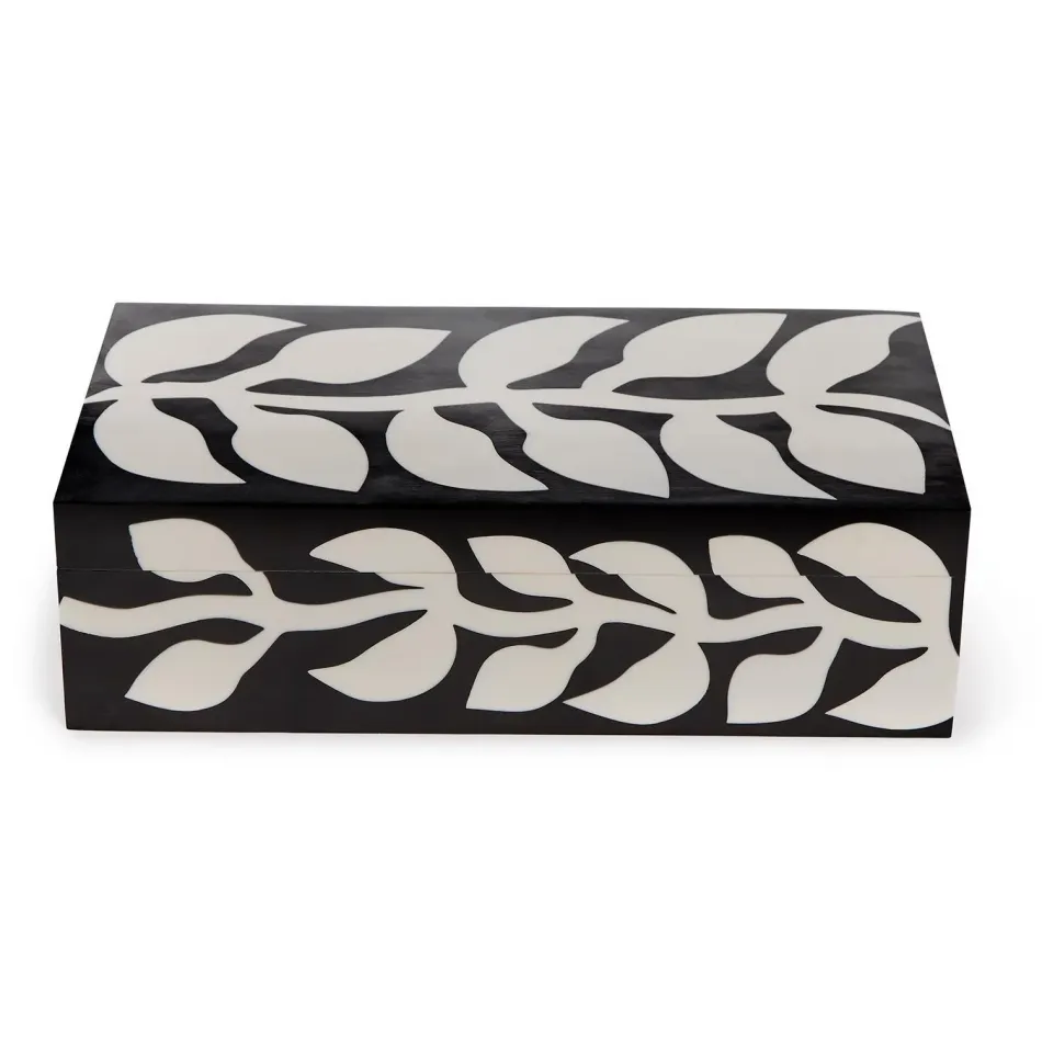Tozai Leaf Patterned Black and White Covered Box | Gracious Style