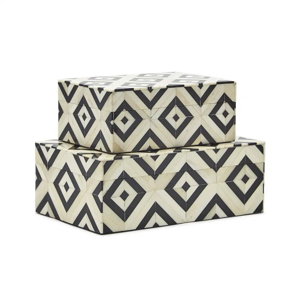 Tozai Cosmatesque, Set of 2 Covered Box MDF/Resin/Bone | Gracious Style