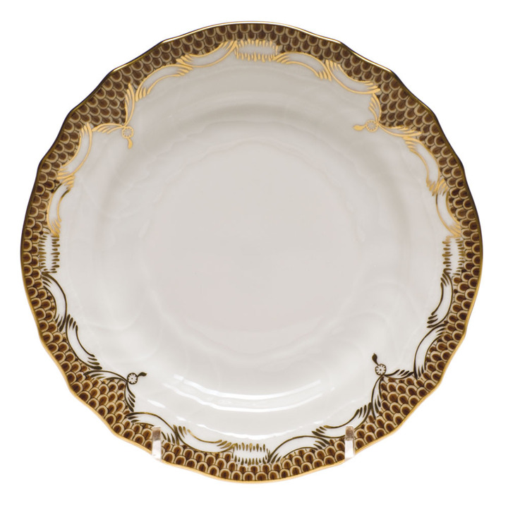 Herend Fish Scale White Brown Border Dinnerware | Gracious Style