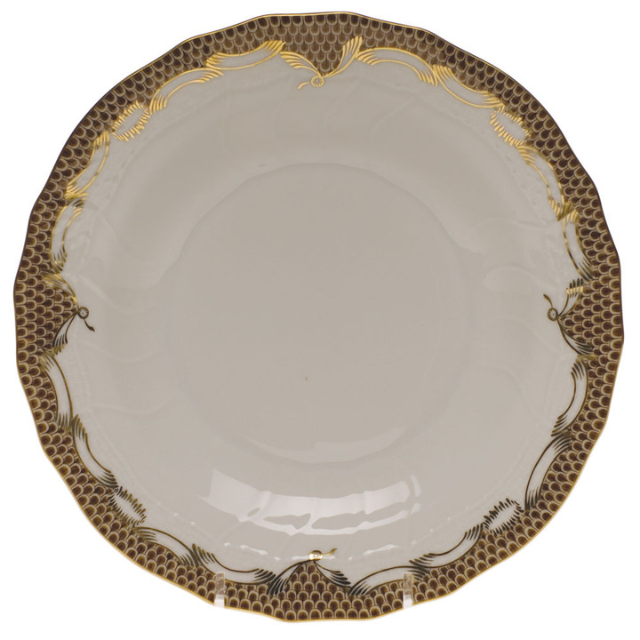 Herend Fish Scale White Brown Border Dinnerware | Gracious Style