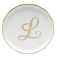 Herend Monogrammed Gold Edge Coaster 4 in round | Gracious Style
