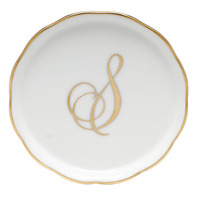 Herend Monogrammed Gold Edge Coaster 4 in round | Gracious Style