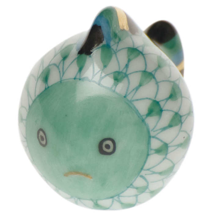 Herend Miniature Fish 1"L X 0.75"H Fishnet Green | Gracious Style