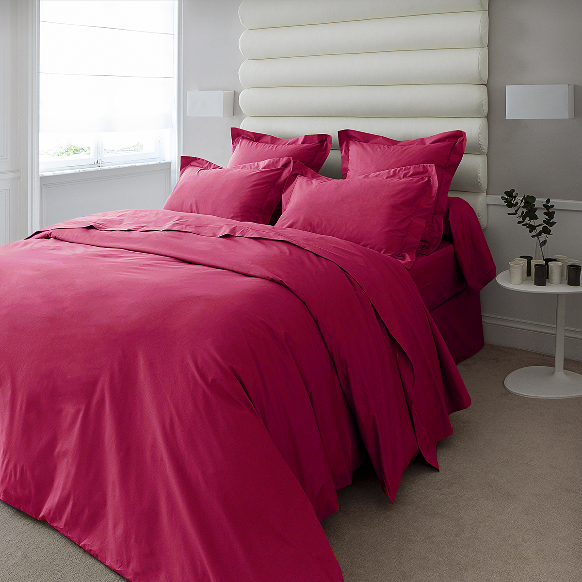 Anne de Solene Vexin Framboise (Raspberry) Bedding | Gracious Style