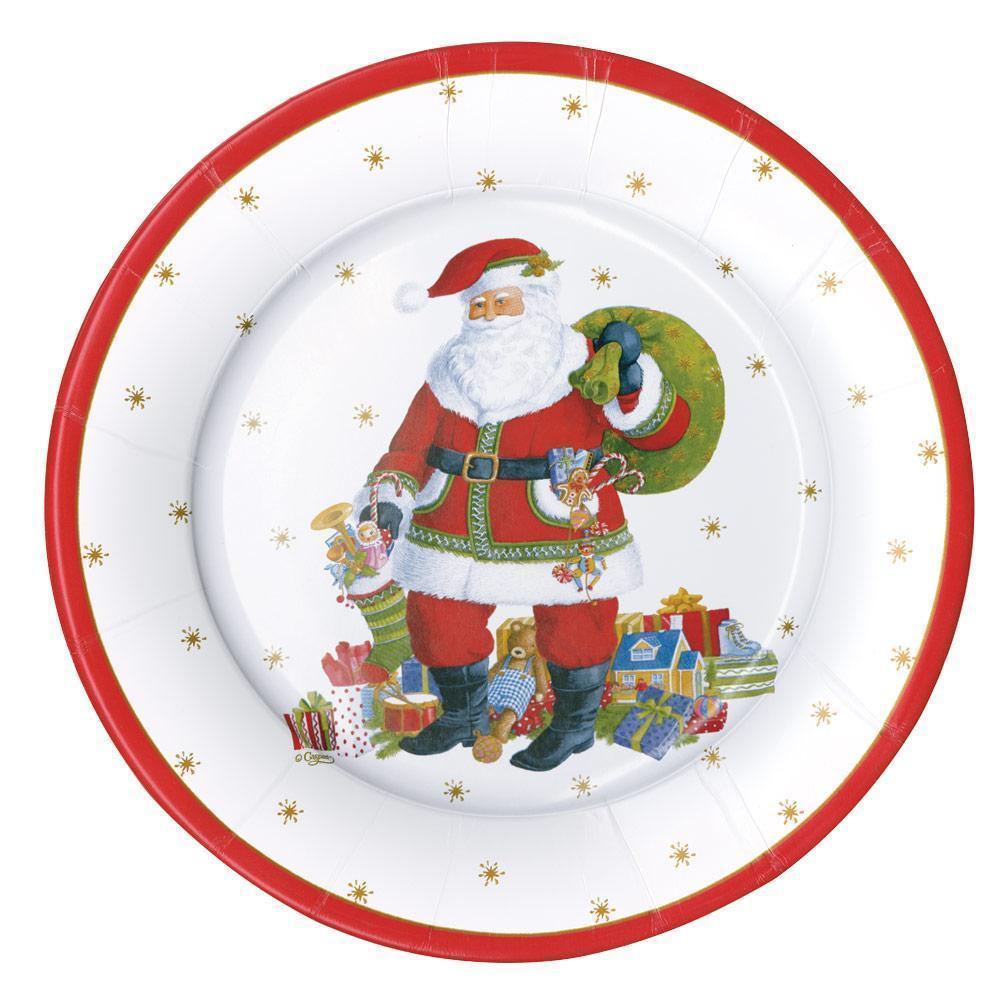 Caspari Santa Claus Lane Paper Dinner Plates, 8 Per Pack | Gracious Style