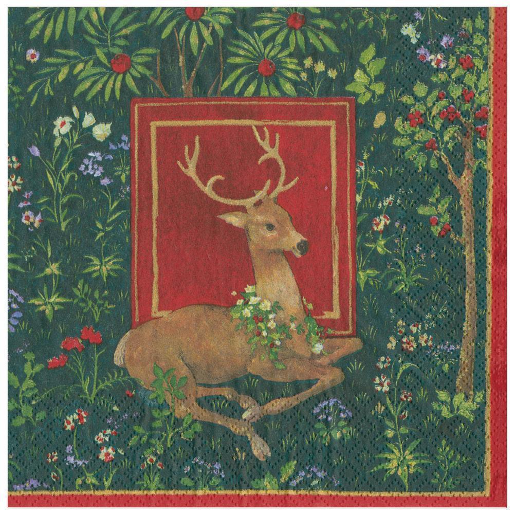 Caspari Stag Paper Dinner Napkins Hunter Green, 20 Per Pack | Gracious ...