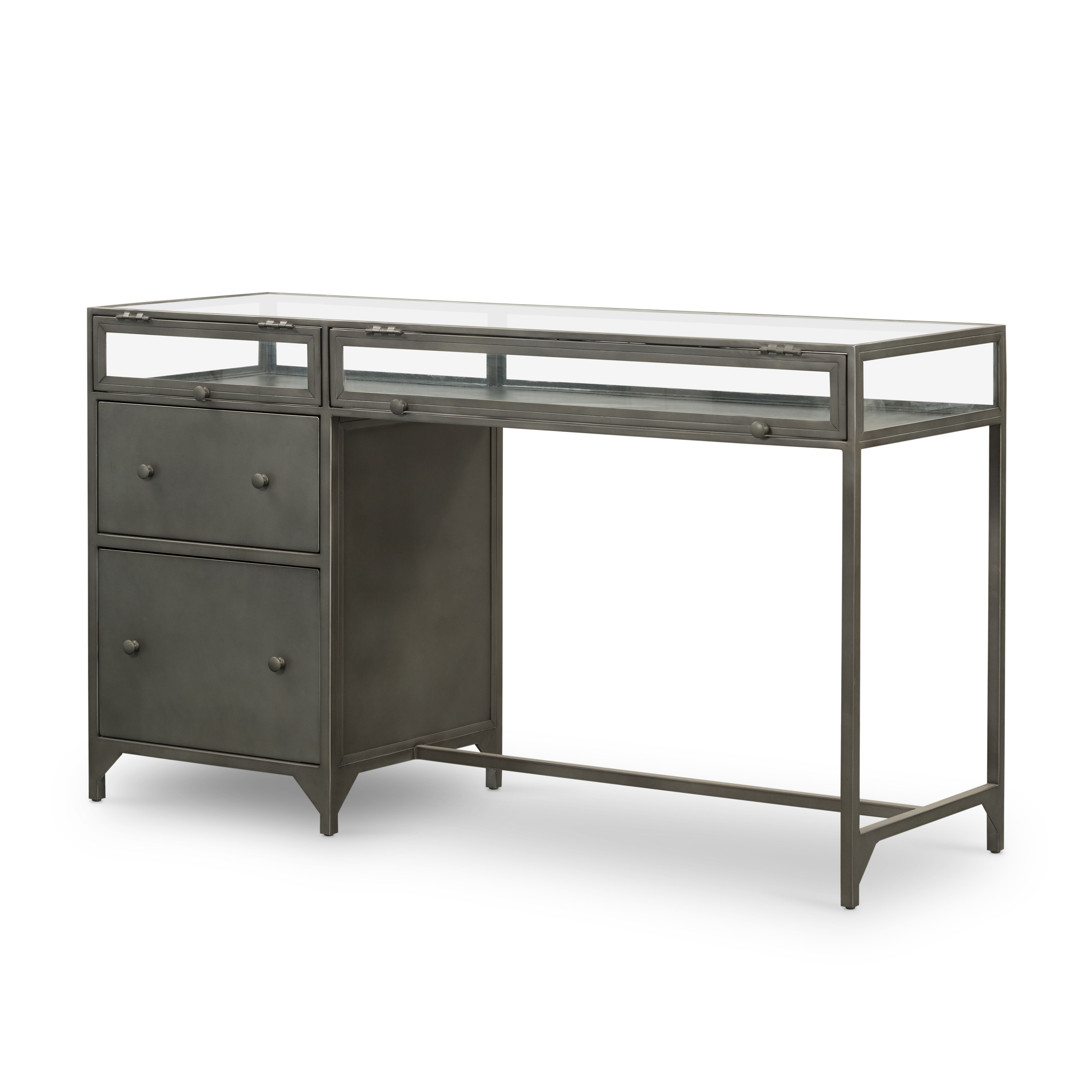 Four Hands Shadow Box Desk Gunmetal | Gracious Style