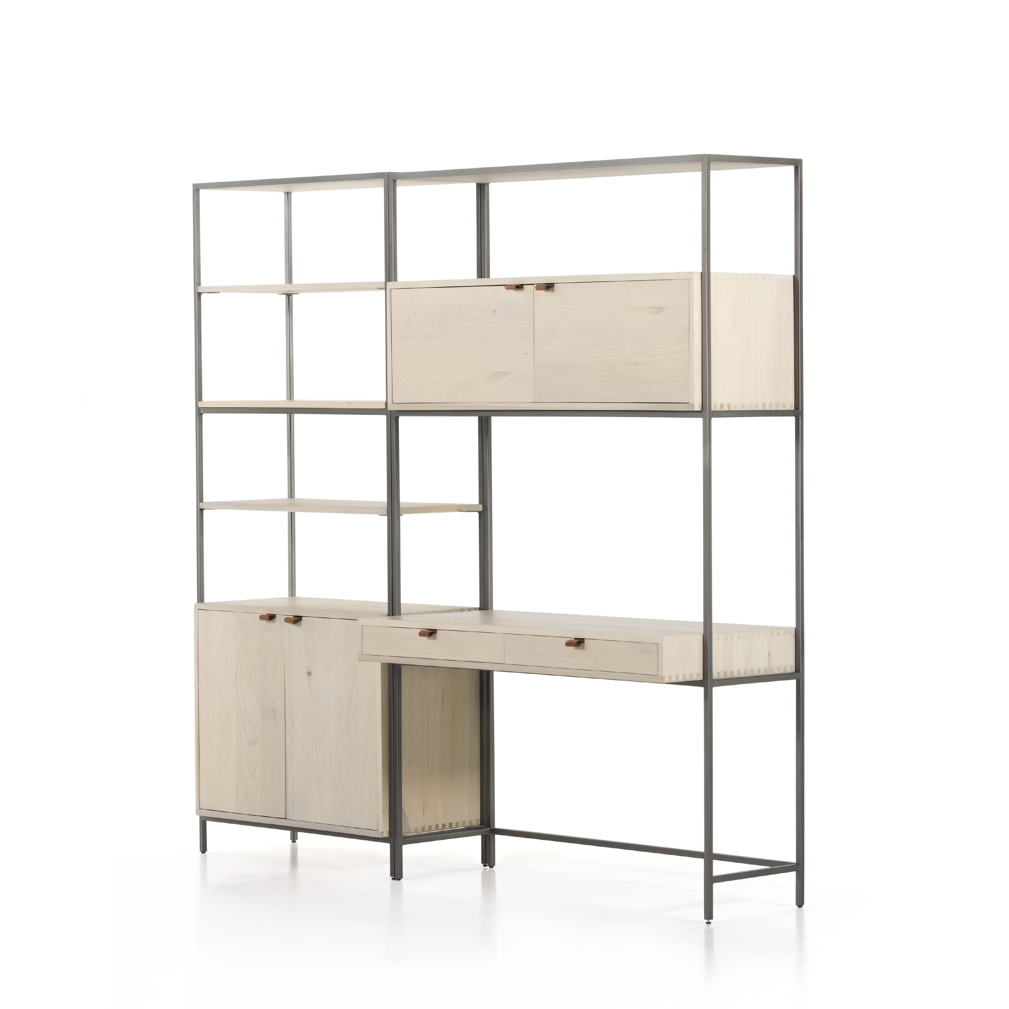 Four Hands Trey Modular Wall Bookcase Desk Dove | Gracious Style