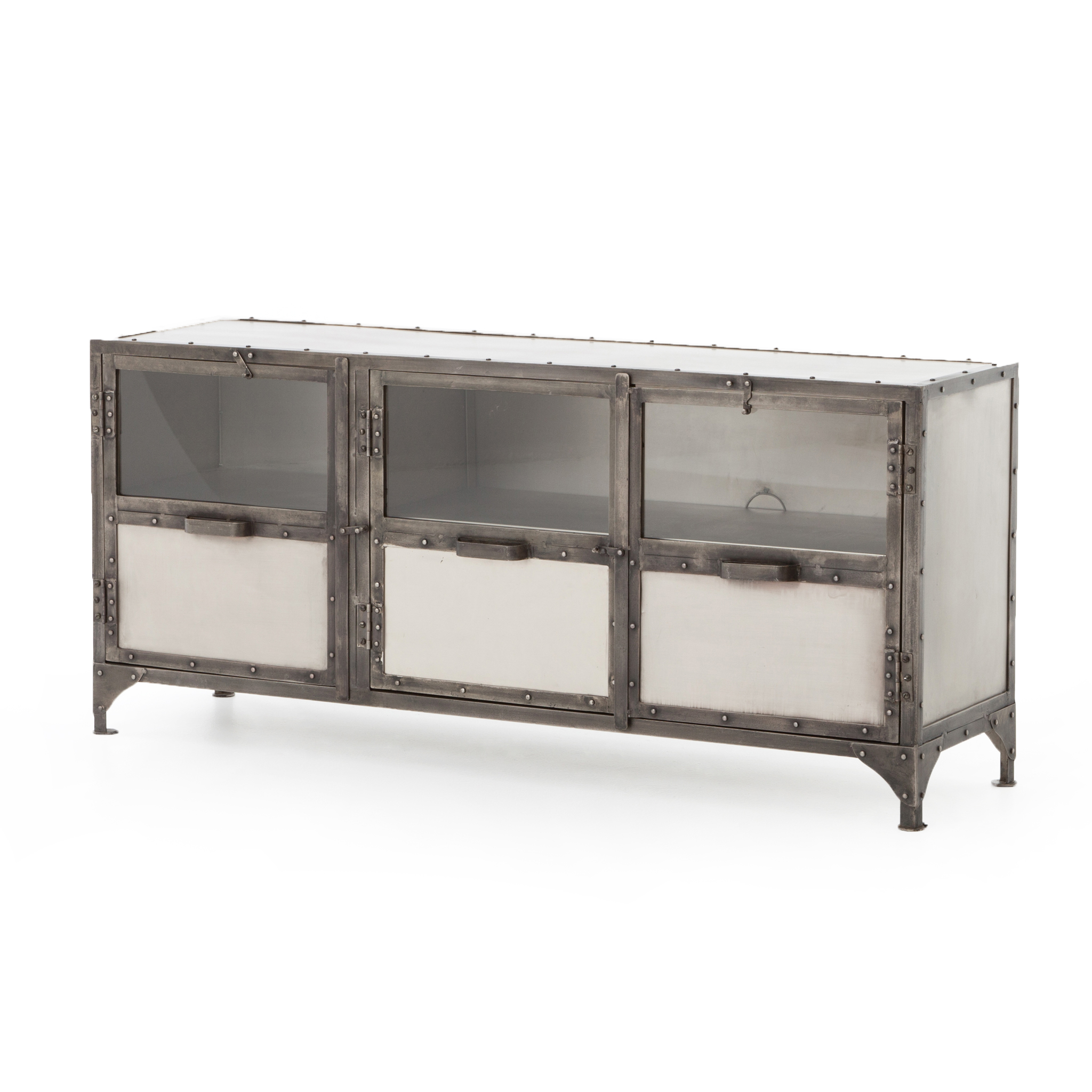 Four Hands Element Media Console Aged Nickel | Gracious Style