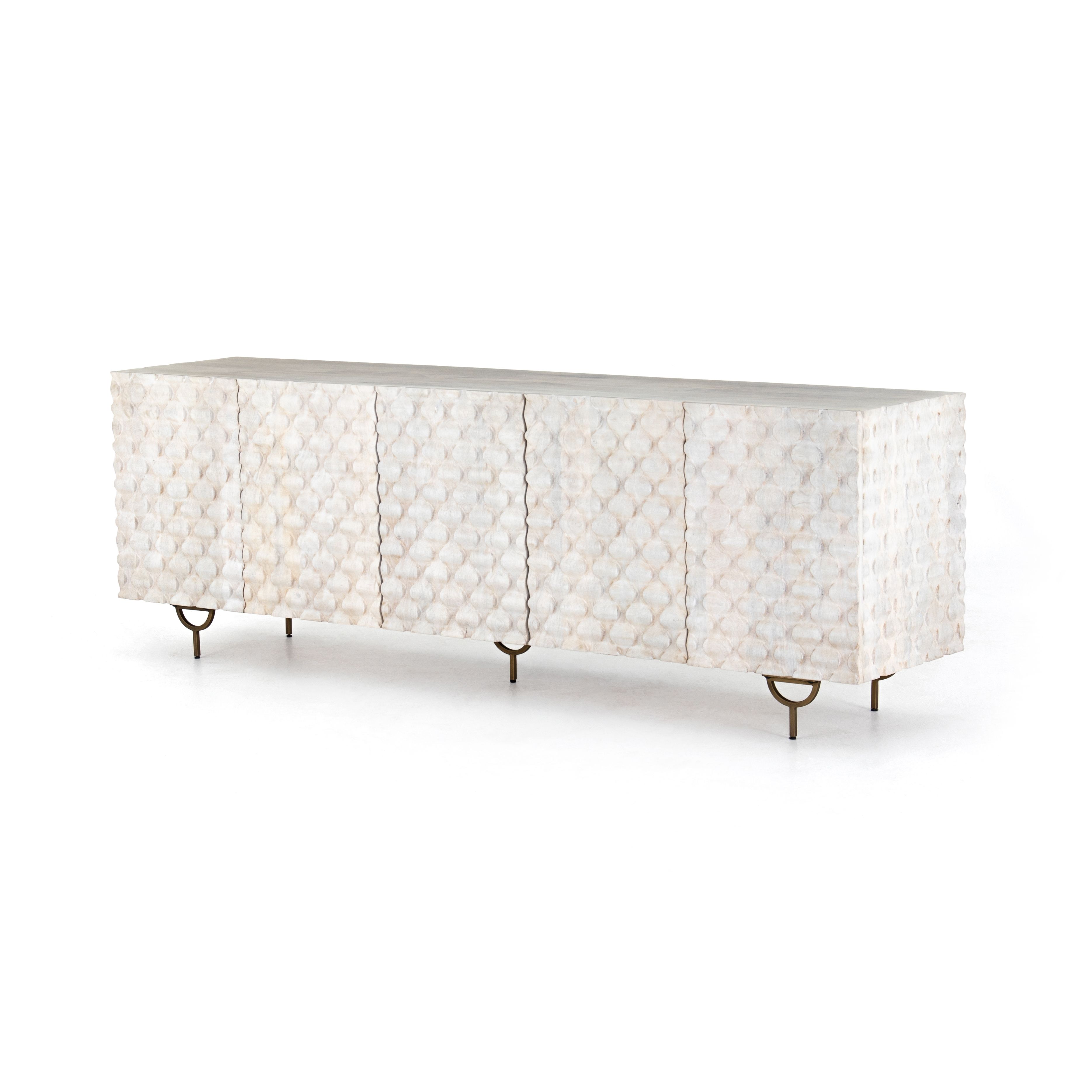Four Hands Rio Media Console Round Cut White Wash | Gracious Style