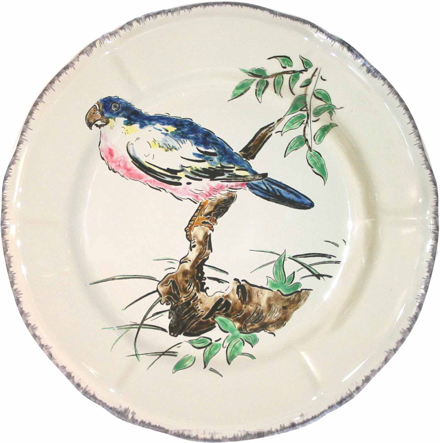 Gien France Grands Oiseaux Luncheon Plate Parakeet Brown 10 1/4" Dia ...