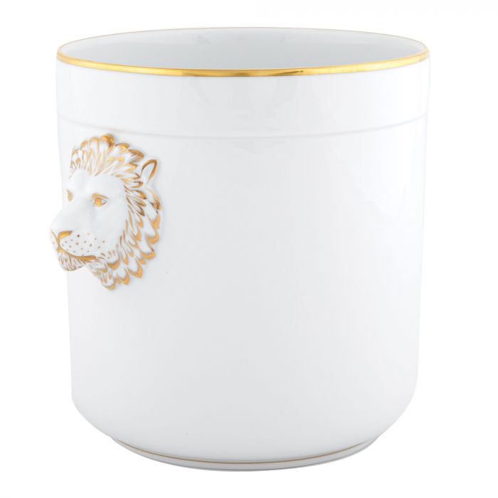 Herend Gwendolyn Gold Cachepot With Lion Heads | Gracious Style