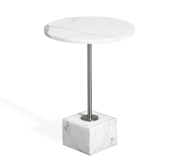 Interlude Home Rian Marble Side Table - Arabescato | Gracious Style