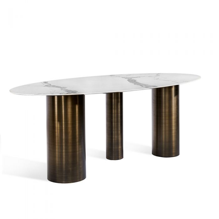 Interlude Home Chantal Dining Table Antique Bronze/Statuario | Gracious ...